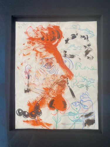 Portrait of Rene Ricard by George Condo (1983) : Work on Paper Oil ...