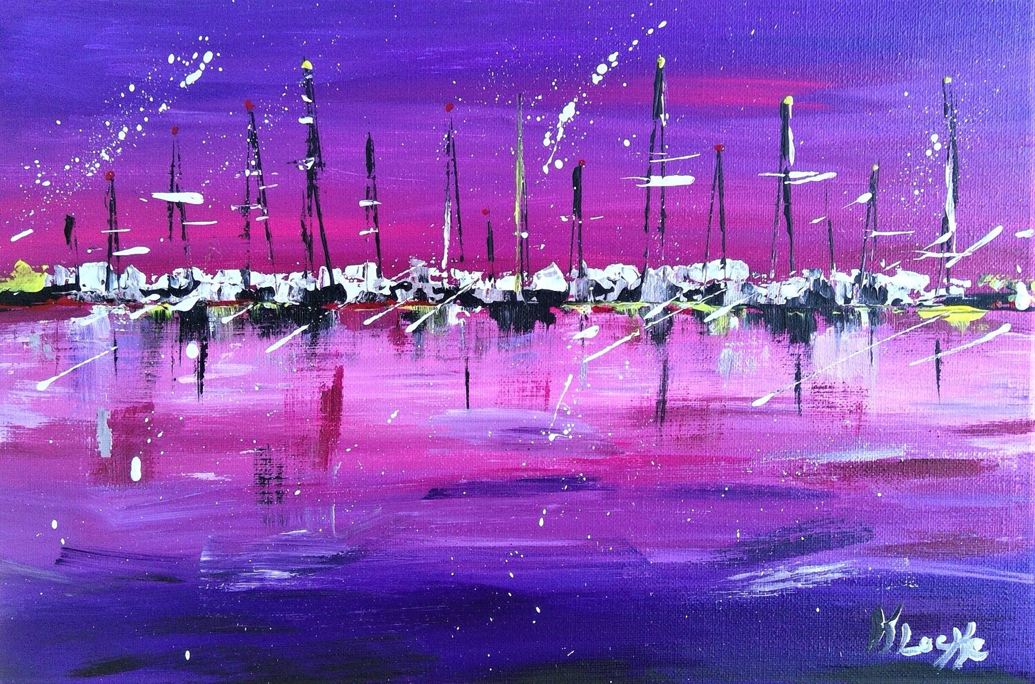 Le port rose by karine LOCKE (2021) : Painting Acrylic on Linen - Singulart