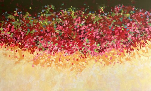 Love Delights ! Pink and Yellow abstract! Bougainvillea art by Amita ...