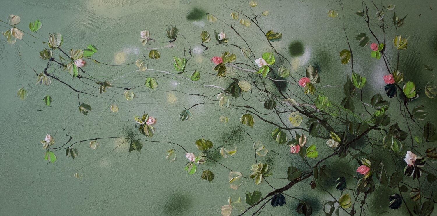 "Favorite Moment" textured green floral art by Anastassia Skopp (2023 ...
