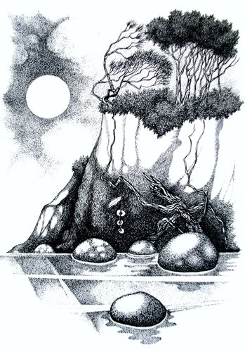 Steilküste von Peter Wall (2022): Zeichnungen Tusche auf Papier - Singulart