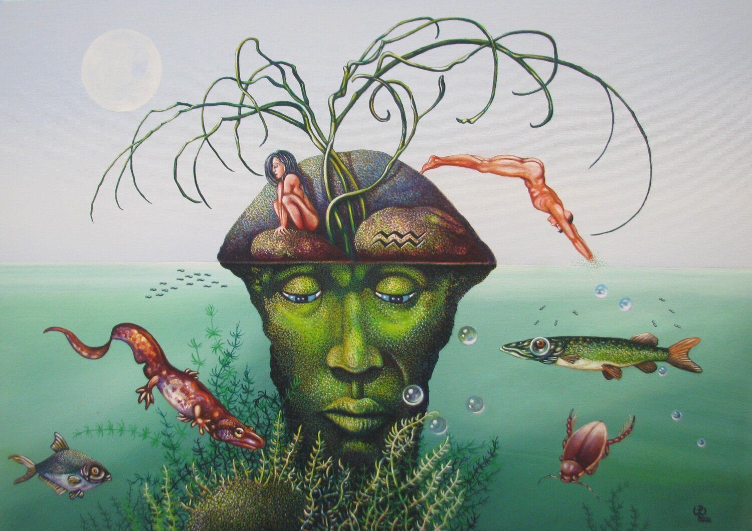 Sternzeichen Wassermann von Peter Wall (2002): Malerei Acryl auf Leinwand - Singulart