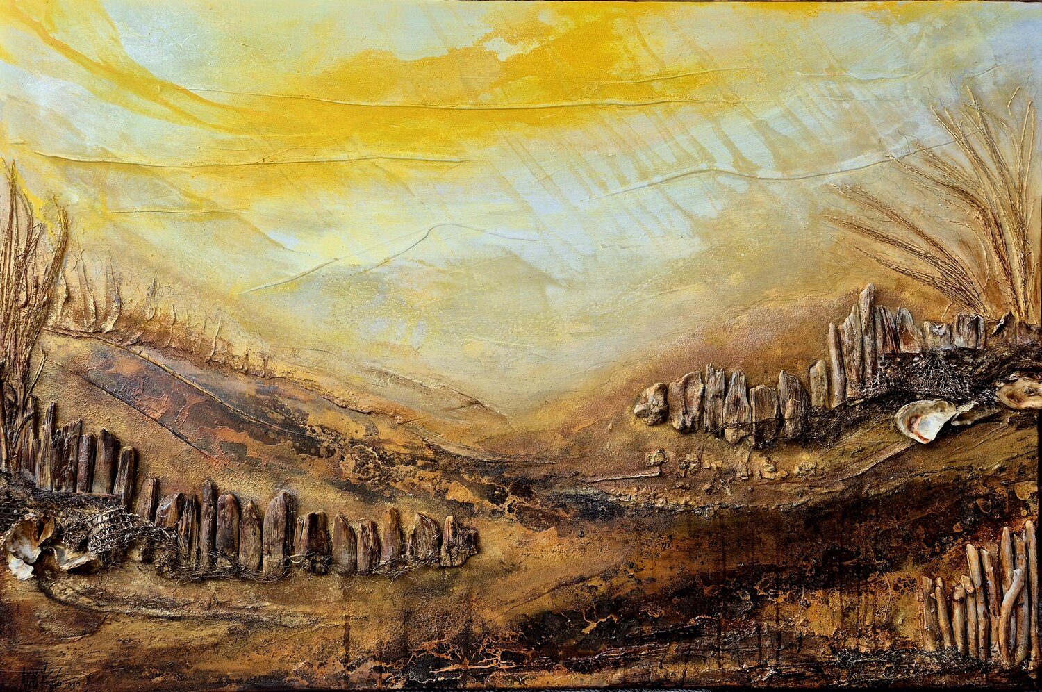 Marschland II von Nele Kugler (2025): Malerei Acryl, Pigmente auf ...