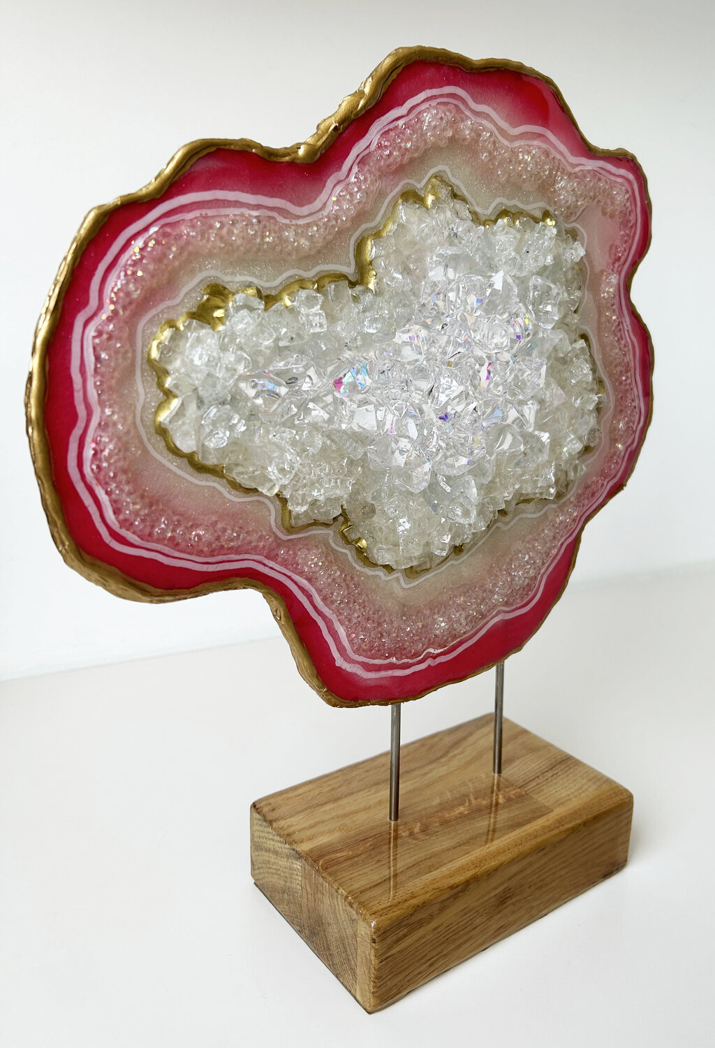 Geode Slice Pose Pink & Gold by Alexandra Dobreikin (2022) : Sculpture ...