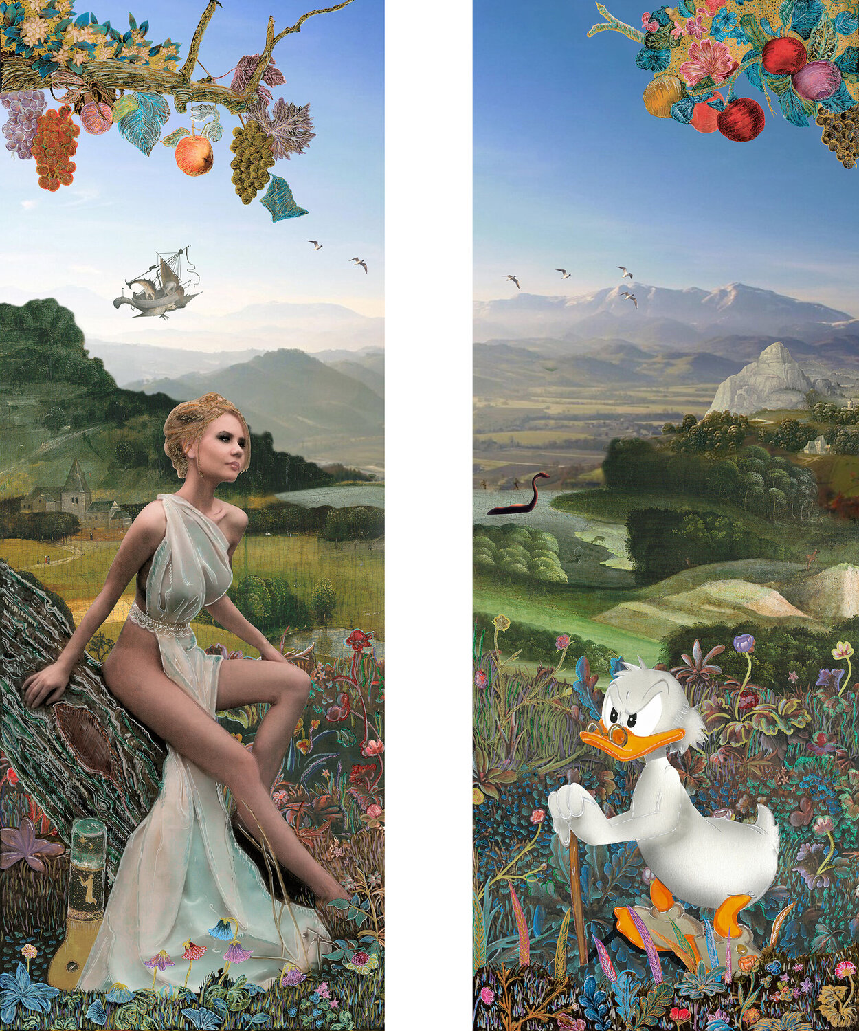 Tentazione Cosmica - Leda e il Cigno by Andrea Felice (2023) : Painting Acrylic, Pastel on ...