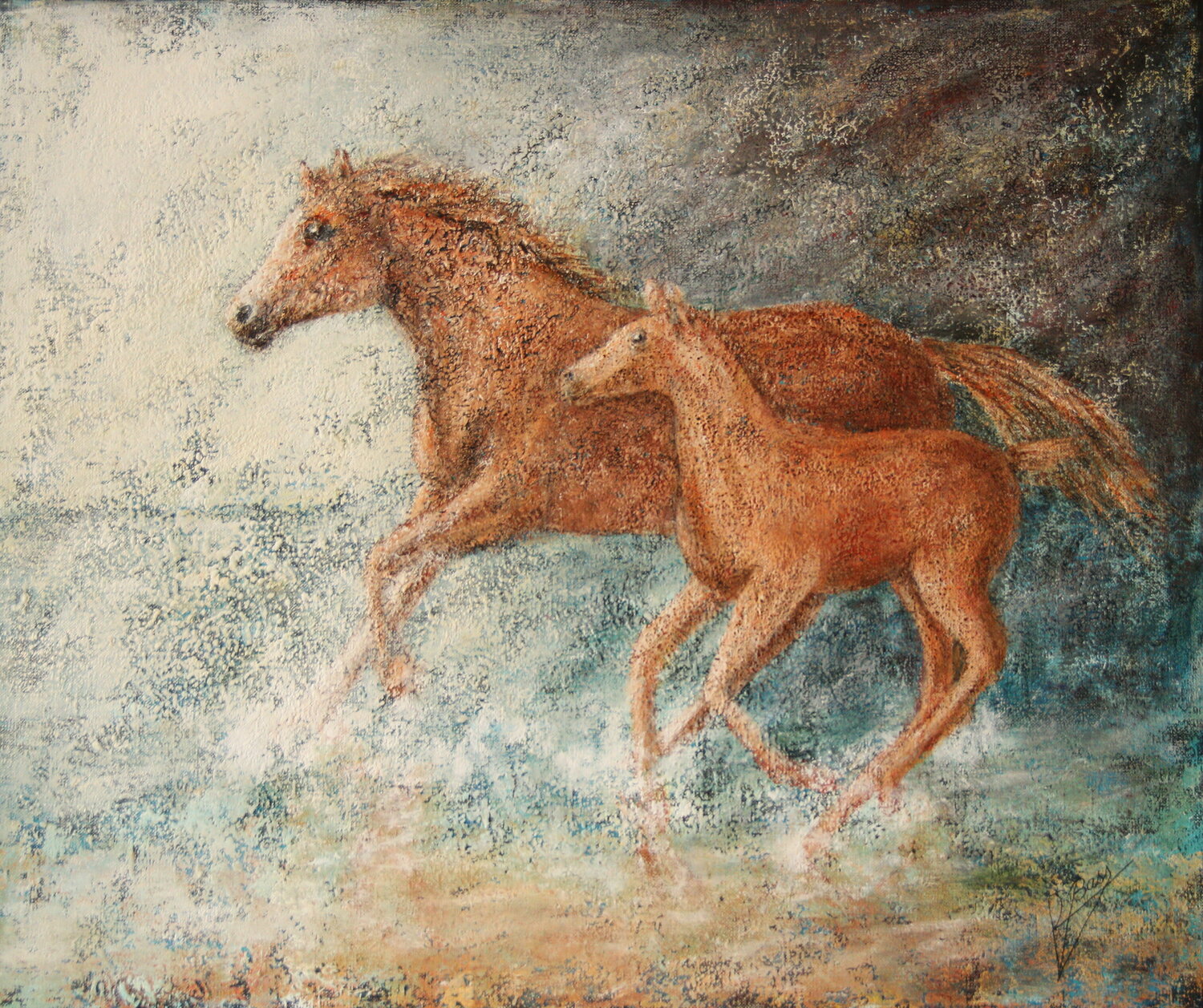 La jument et son poulain by Robert Bass (2024) : Painting Acrylic on ...