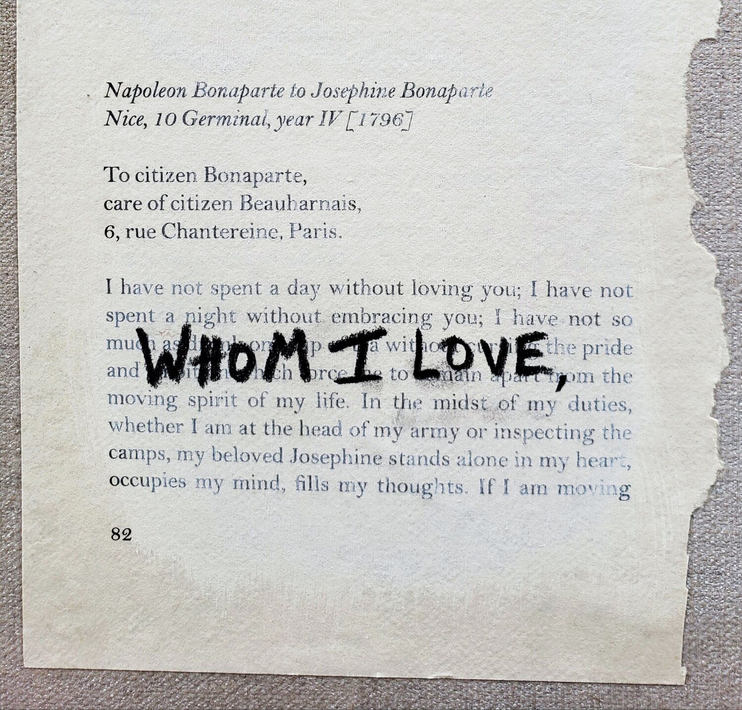 Love Letters - Napoleon Bonaparte to Josephine Bonaparte, Nice, 10 ...