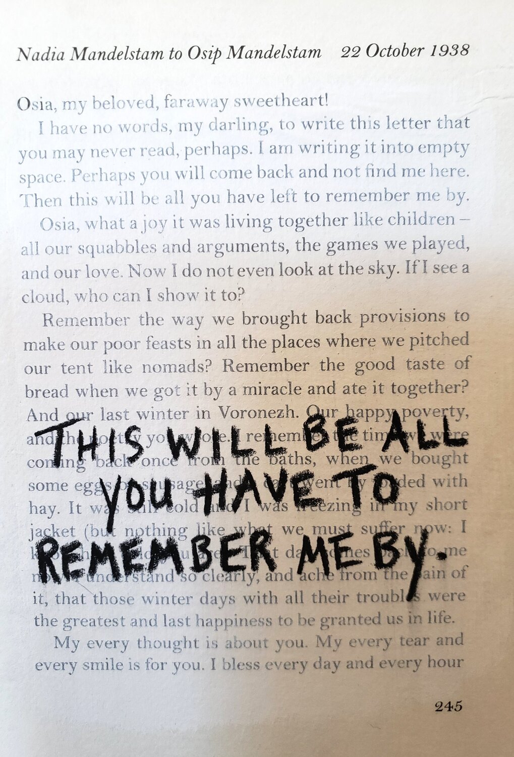 Love Letters - Nadia Mandelstam to Osip Mandelstam, 22 Oct 1938 de ...