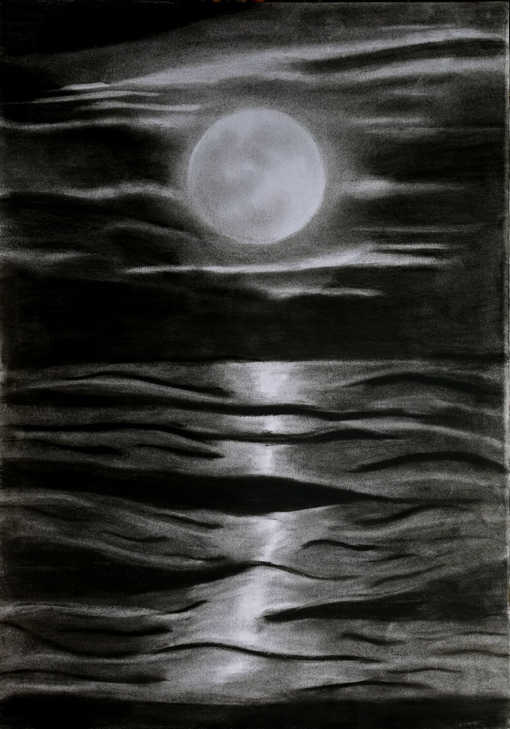 La luna by Romina Petrini (2019) : Drawing Charcoal on Paper - Singulart