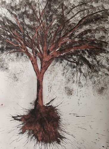 Whispering Tree I von Lisa Cardenas (2023): Malerei Acryl, Gouache auf ...