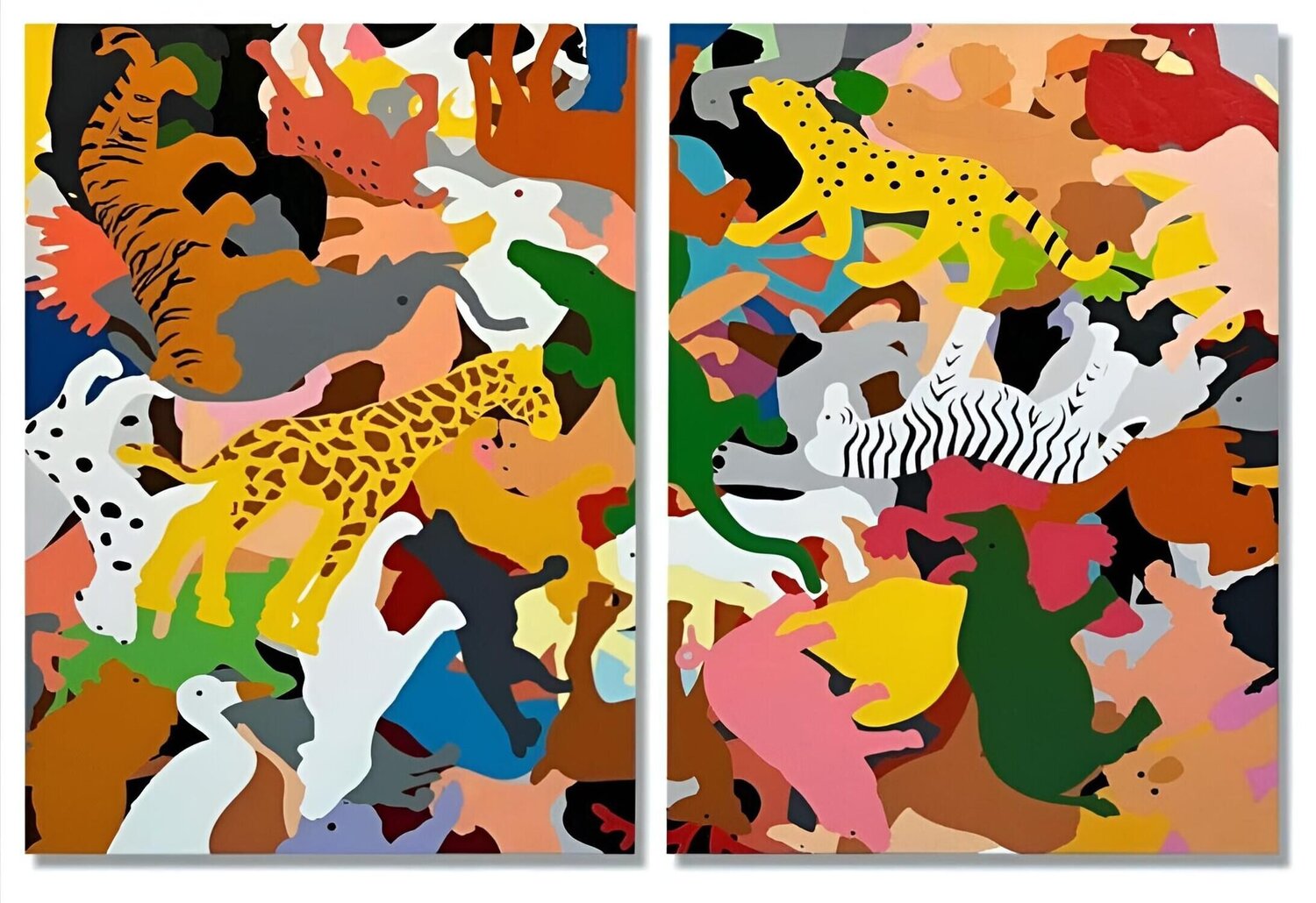 Animal Toys (diptych) de Shelby and Sandy (2022) : Peinture Acrylique ...
