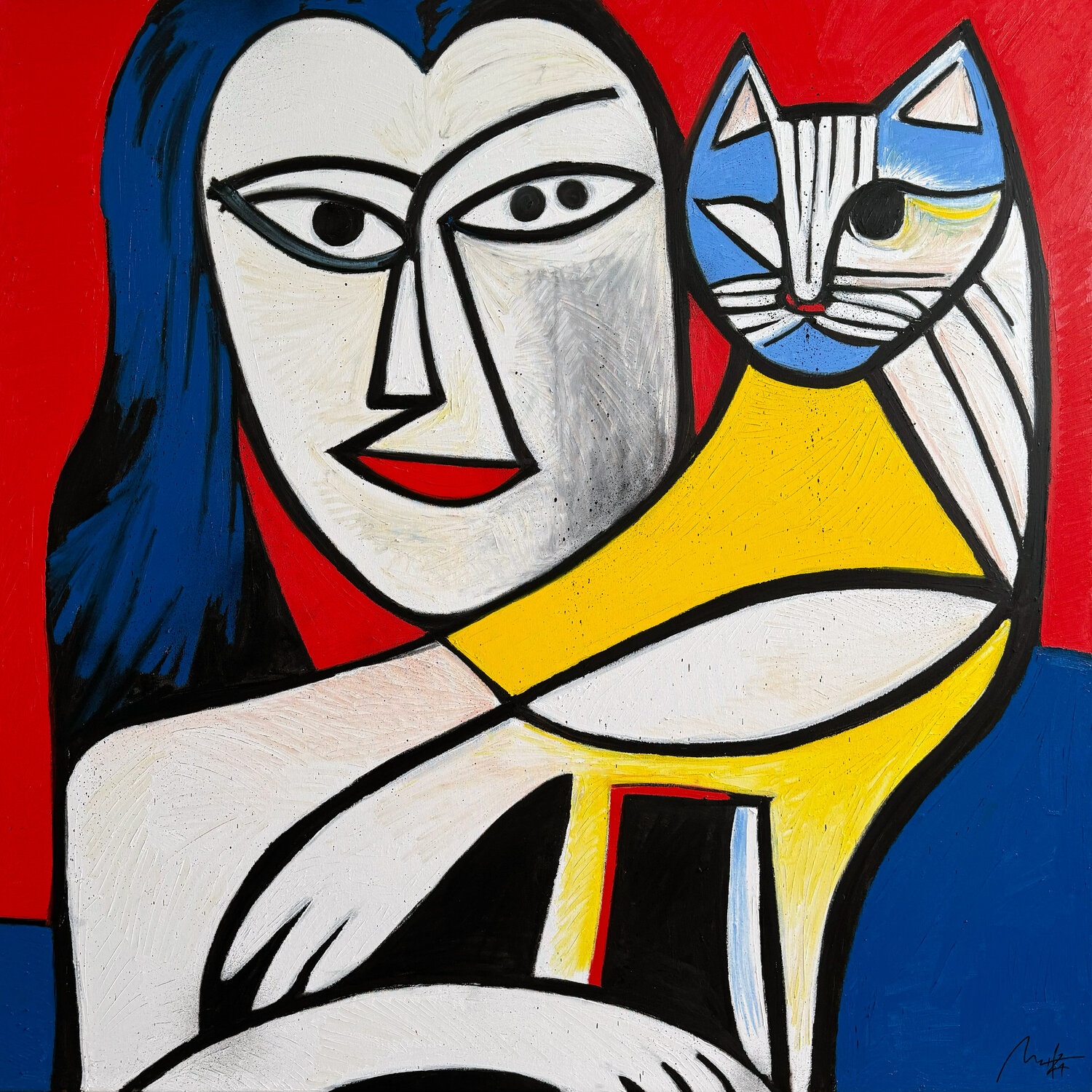 Laura And Her Cat by Mario Henrique (2024) : Painting Oil on Canvas ...
