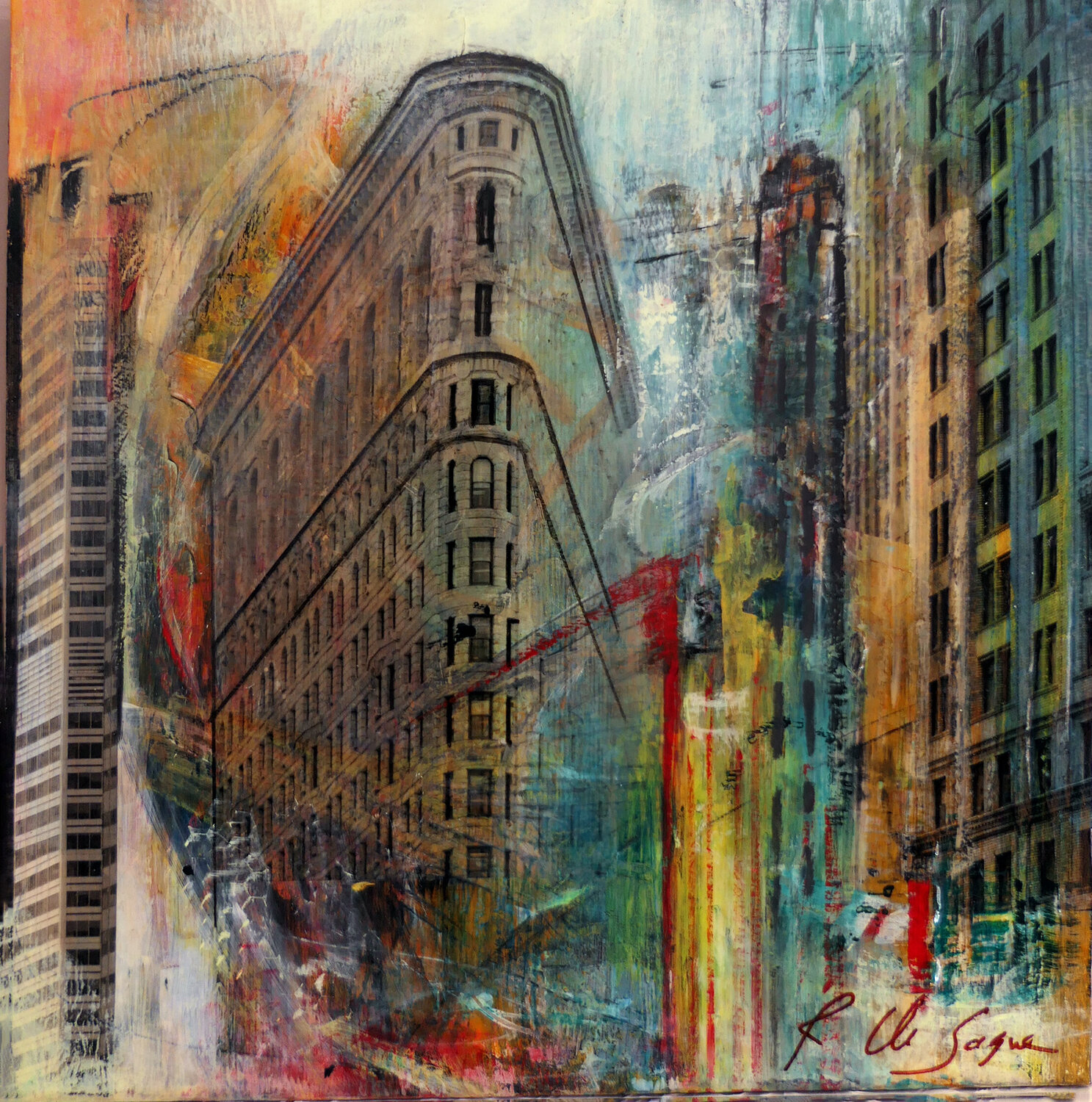In The City by Renée De Gagné (2022) : Painting Acrylic, Collage on ...