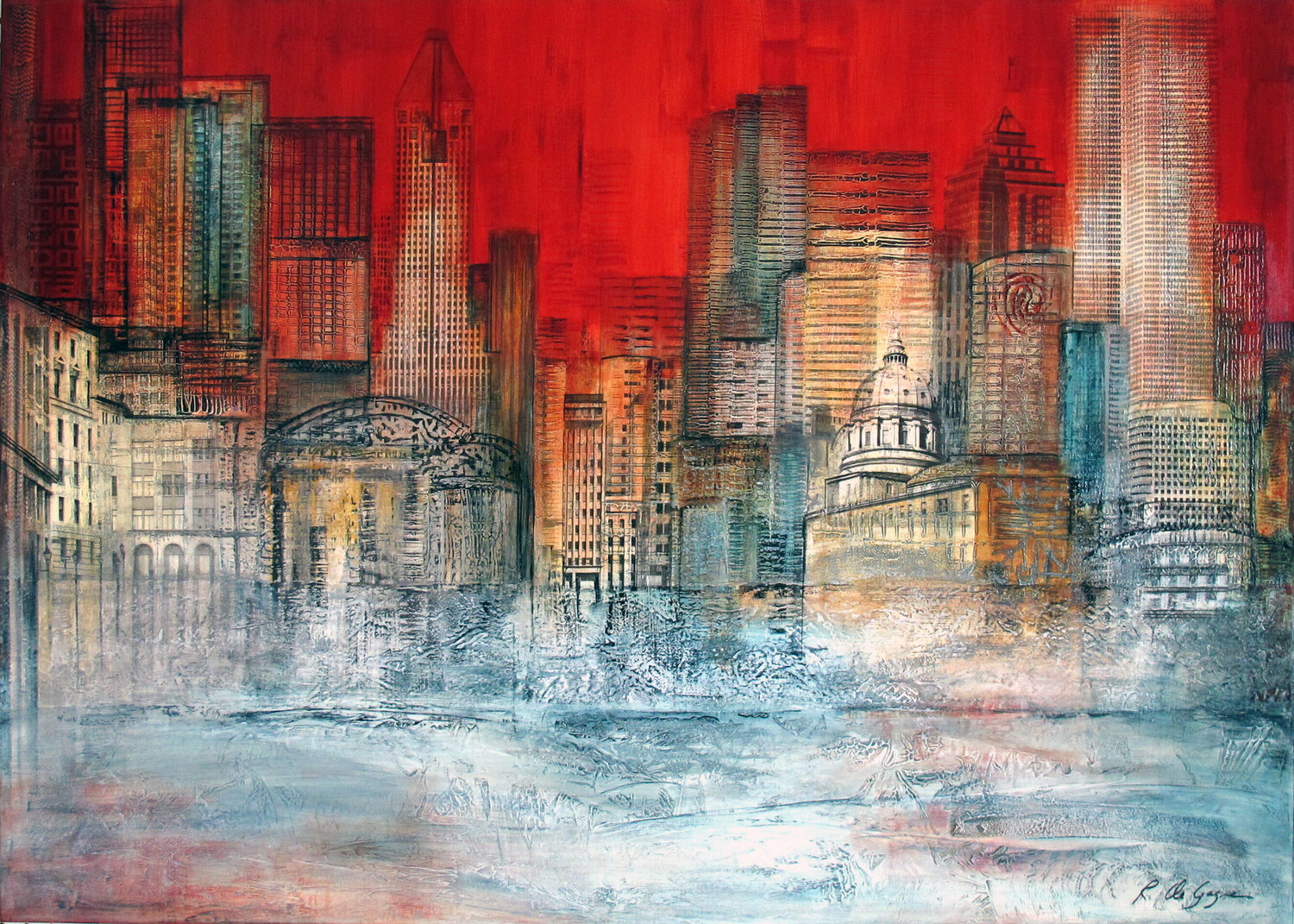 Sky Afire - V by Renée De Gagné (2016) : Painting Acrylic, Collage on ...