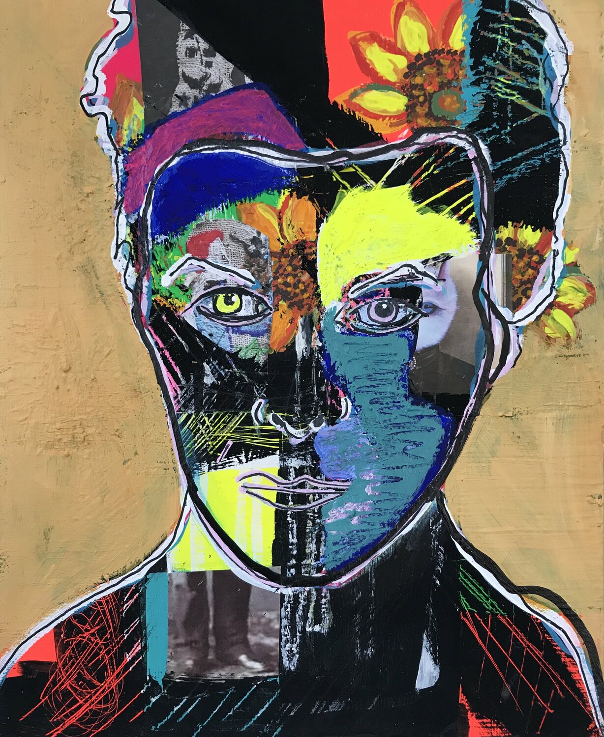 Sunflowers and Bowie by Bridget Griggs (2021) : Painting Acrylic ...