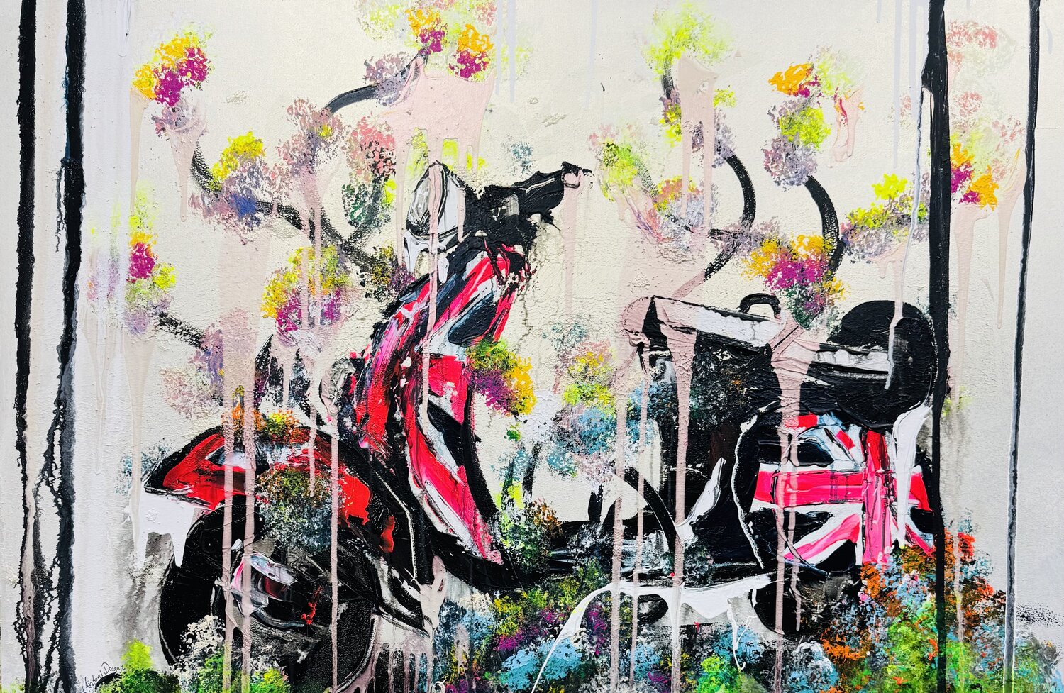 Vespa Dreams – Bloom in Motion door Antoni Dragan (2025) : Schilderij ...