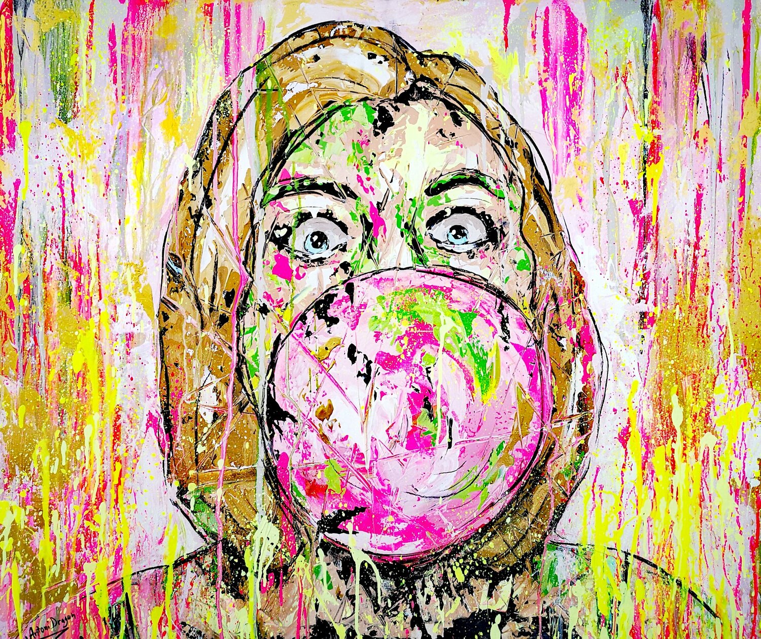 Nasty girl with gum by Antoni Dragan (2019) : Painting Acrylic, Cotton ...