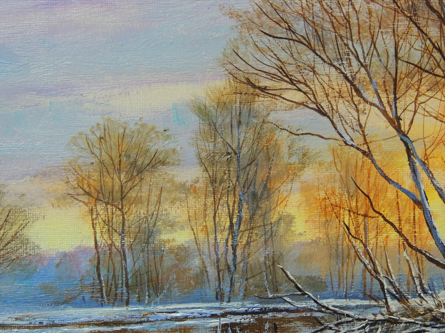 Winter's Last Breath. Sunset by Oleg Riabchuk (2023) : Painting Oil on ...