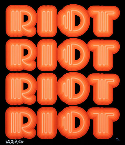 RIOT (Blue / Navy Ground), rare large hand signed screen print by Ben ...