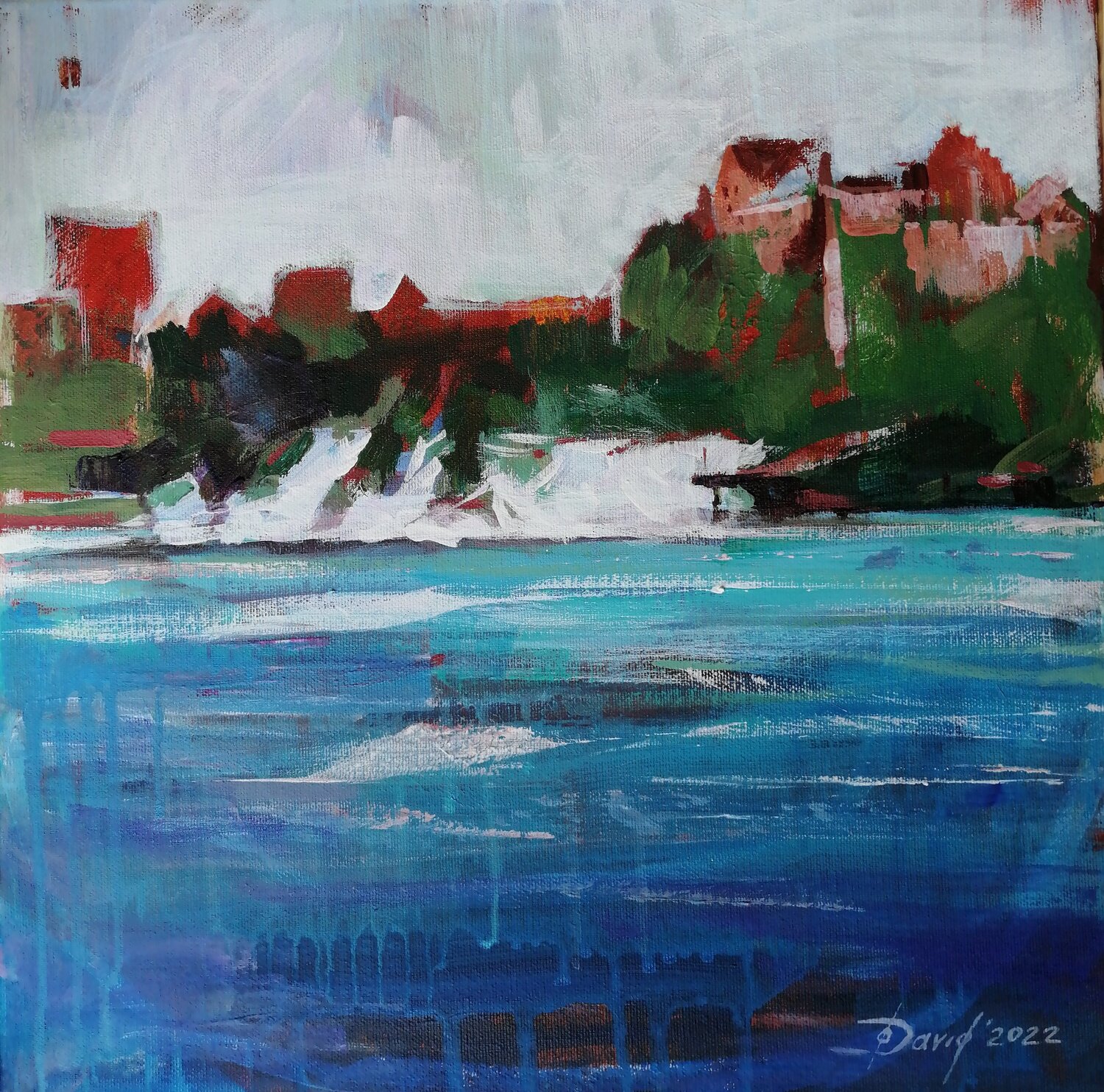 Rheinfall - Landschaftsmalerei by Olga David (2022) : Painting Acrylic ...
