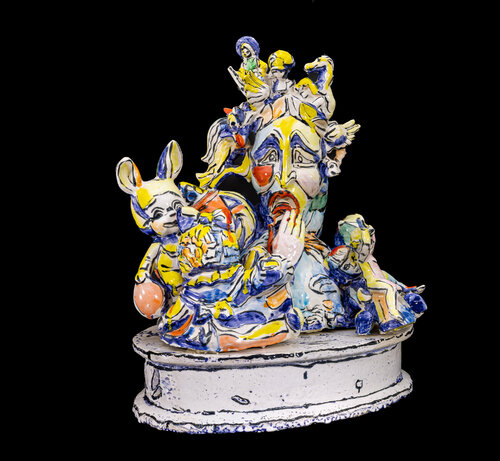 Viola Frey Glazed Ceramic Figural Group Foundation Authenticated ...