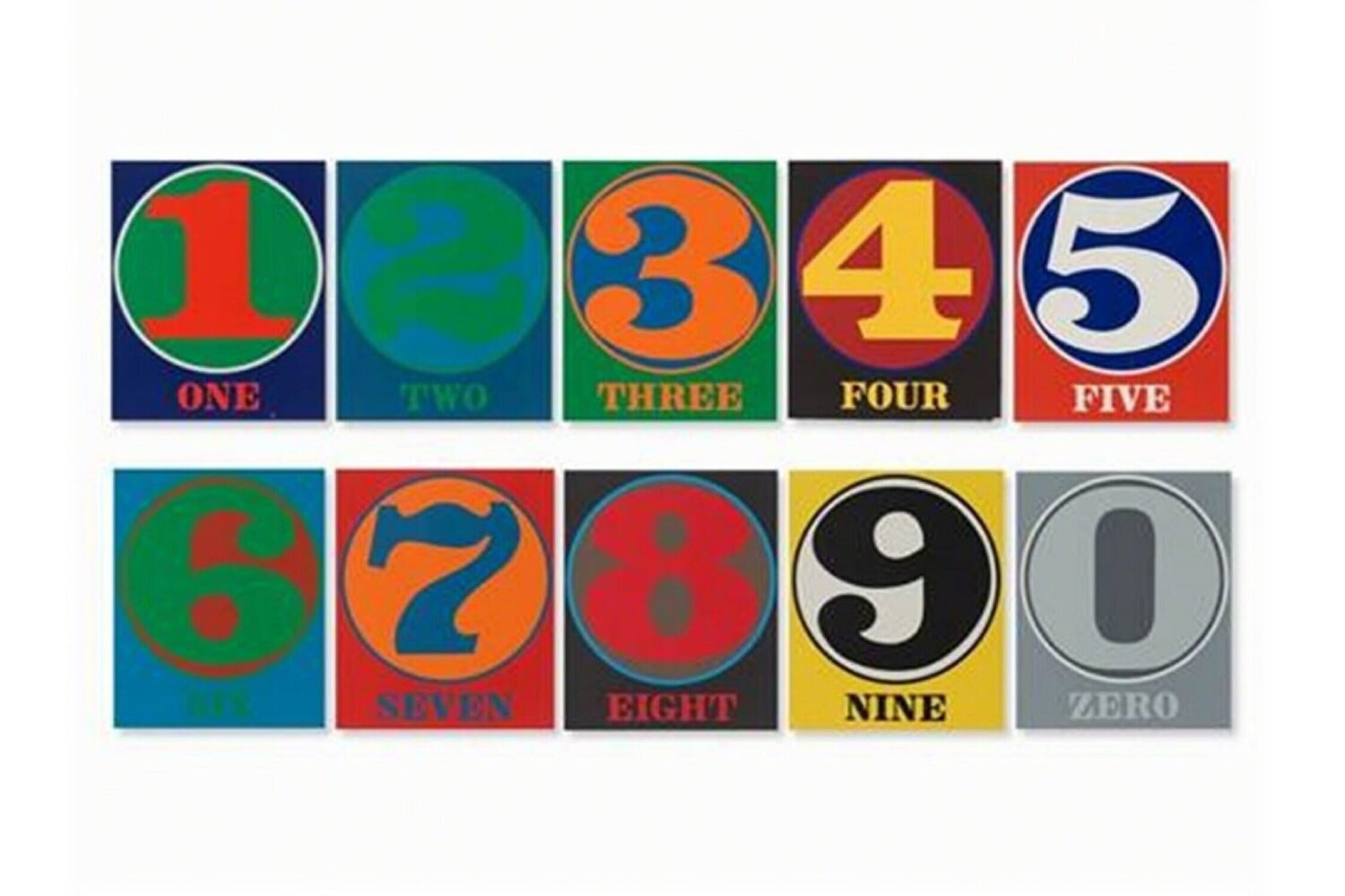 Numbers: Complete Portfolio of 10 Color Silkscreens (Sheehan 46-55) bound in cloth slip case ...