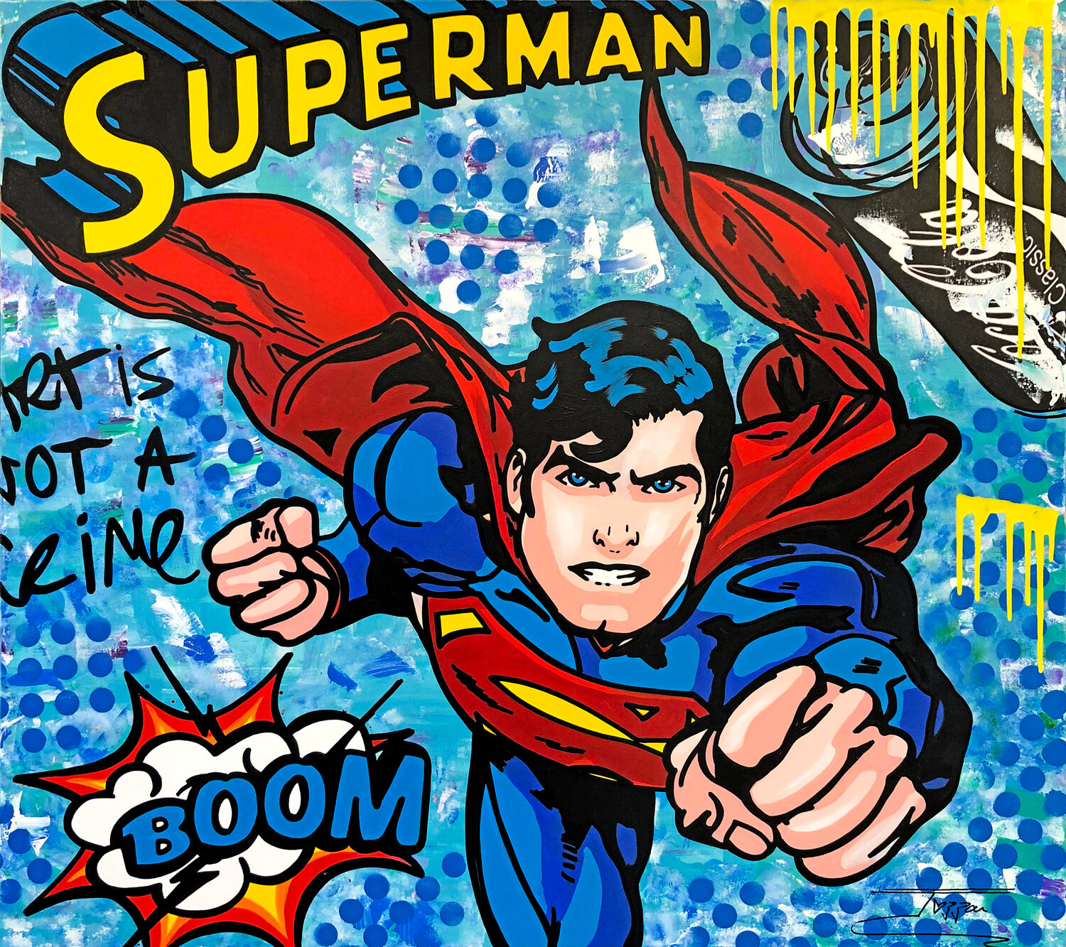 Super Super! Comic (Superman), large original painting by JOZZA (2023 ...