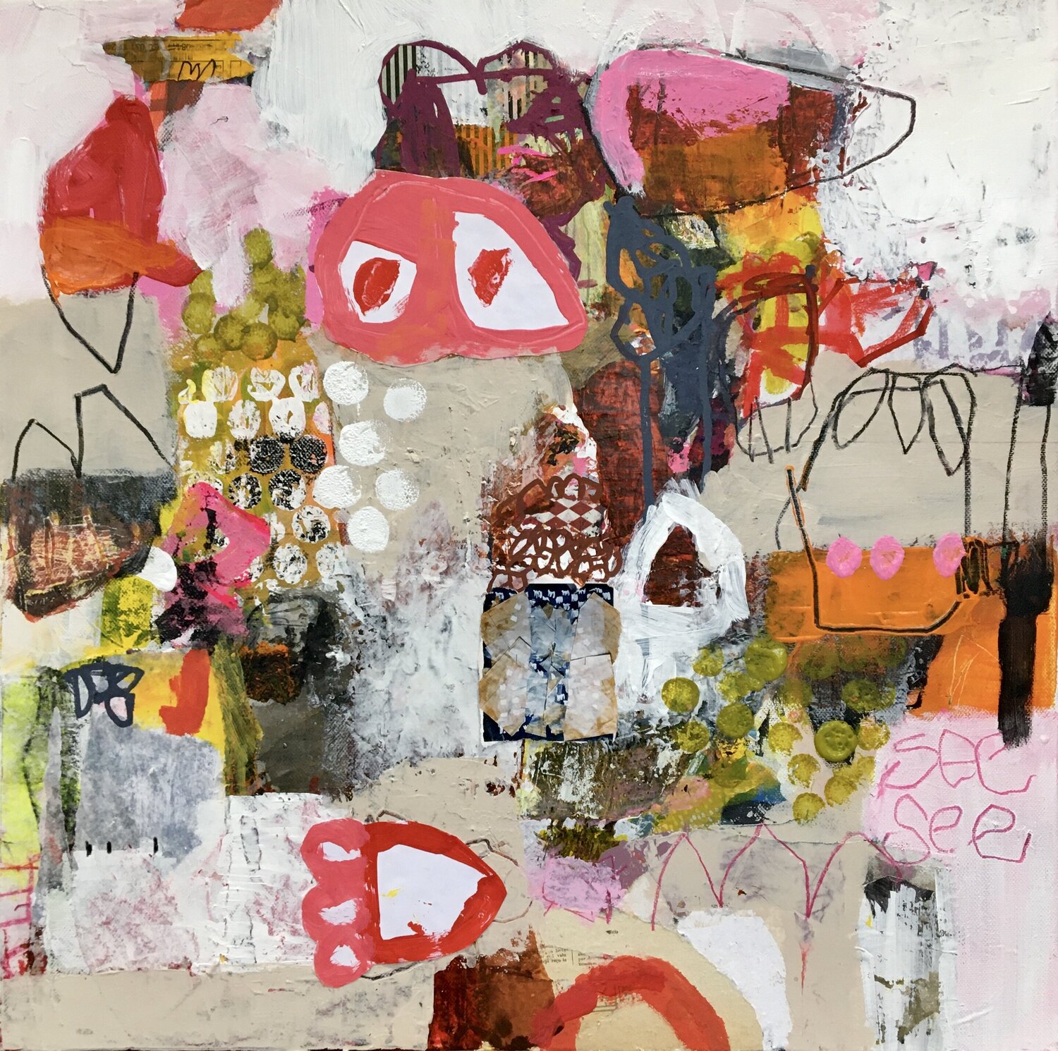 Tourner la page von Nadine Bourgne (2024): Malerei Acryl, Collage auf ...