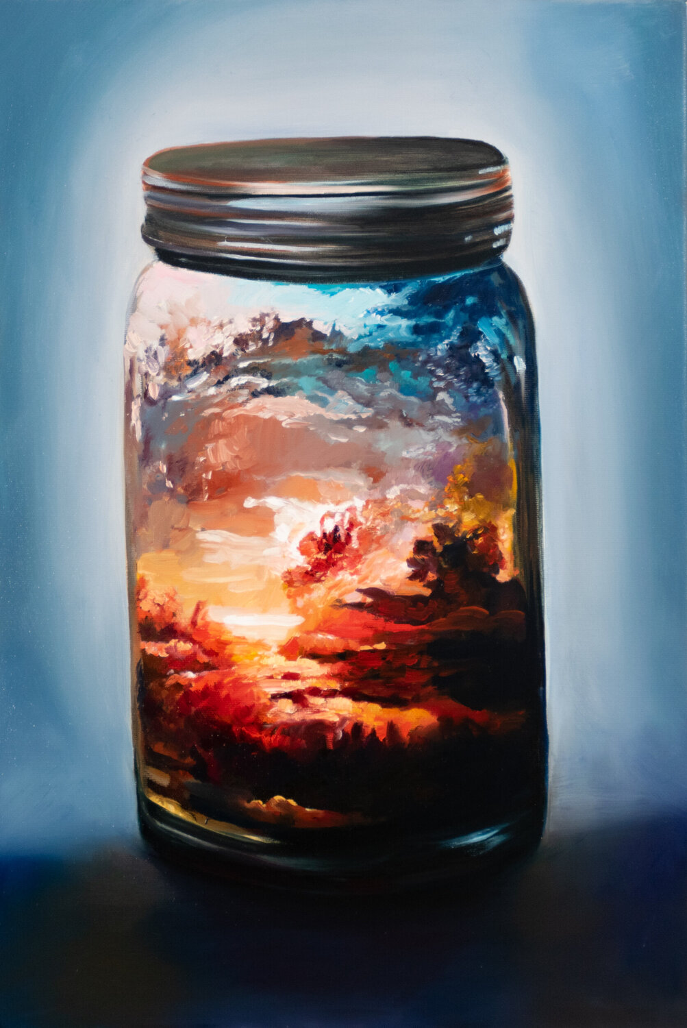 Sunset in orange and pepper by Dan Laurentiu Arcus (2022) : Painting Oil on Canvas - SINGULART