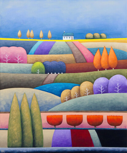 Pastel Fields von Kate Graham (2023): Malerei Acryl auf Leinwand ...