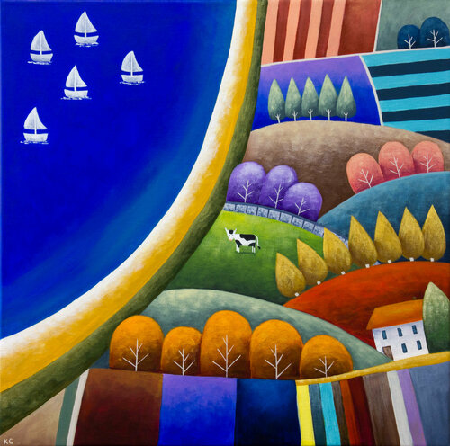 Seaside Sailing by Kate Graham (2020) : Painting Acrylic on Canvas ...