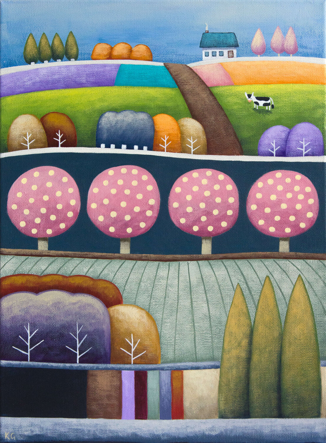 Pink Orchard Farm No.2 by Kate Graham (2023) : Painting Acrylic on ...
