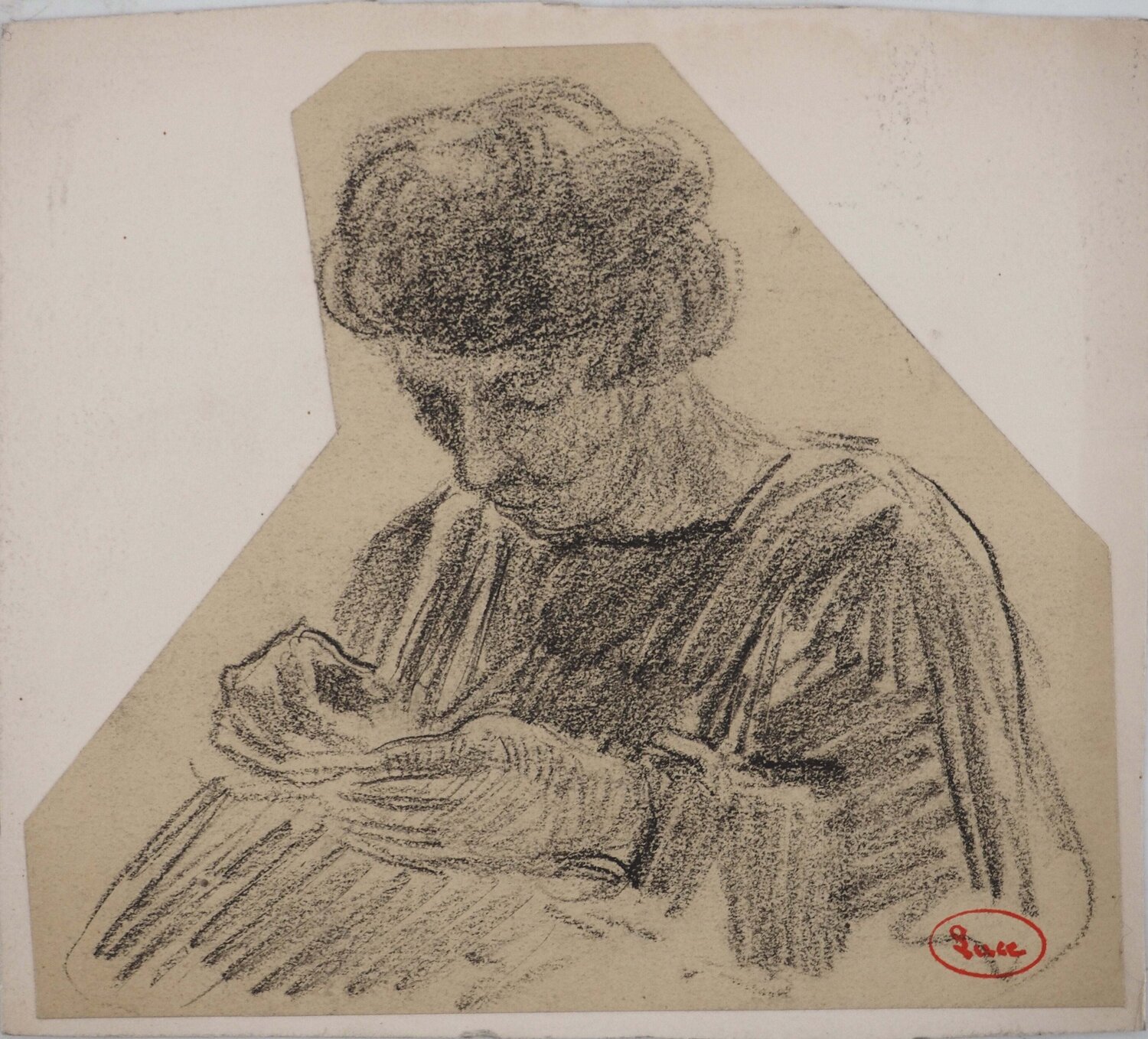 La couturière, Dessin original signé de Maximilien Luce (N.D) : Œuvre ...