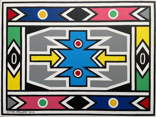 Ndebele pattern by Esther Mahlangu (2016) : Painting Acrylic, Oil on ...