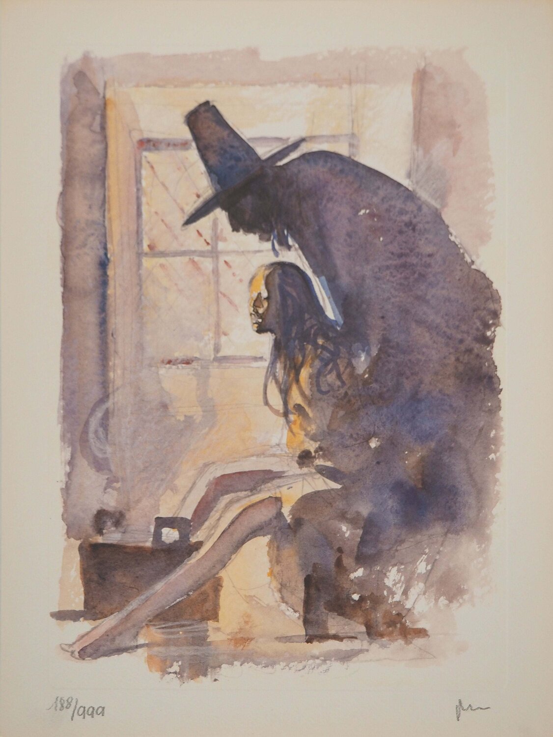 Jeune fille et Mage, Lithographie signée de Milo Manara (1987 ...