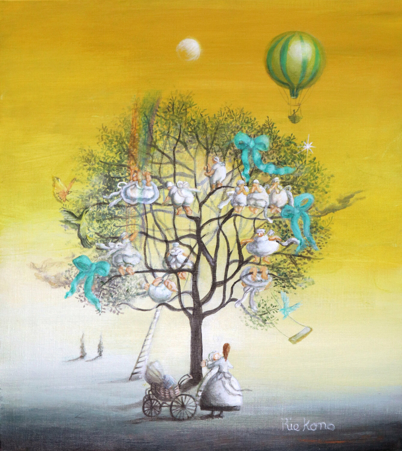 A tree for children by Rie Kono (2020) : Painting Acrylic on Canvas ...