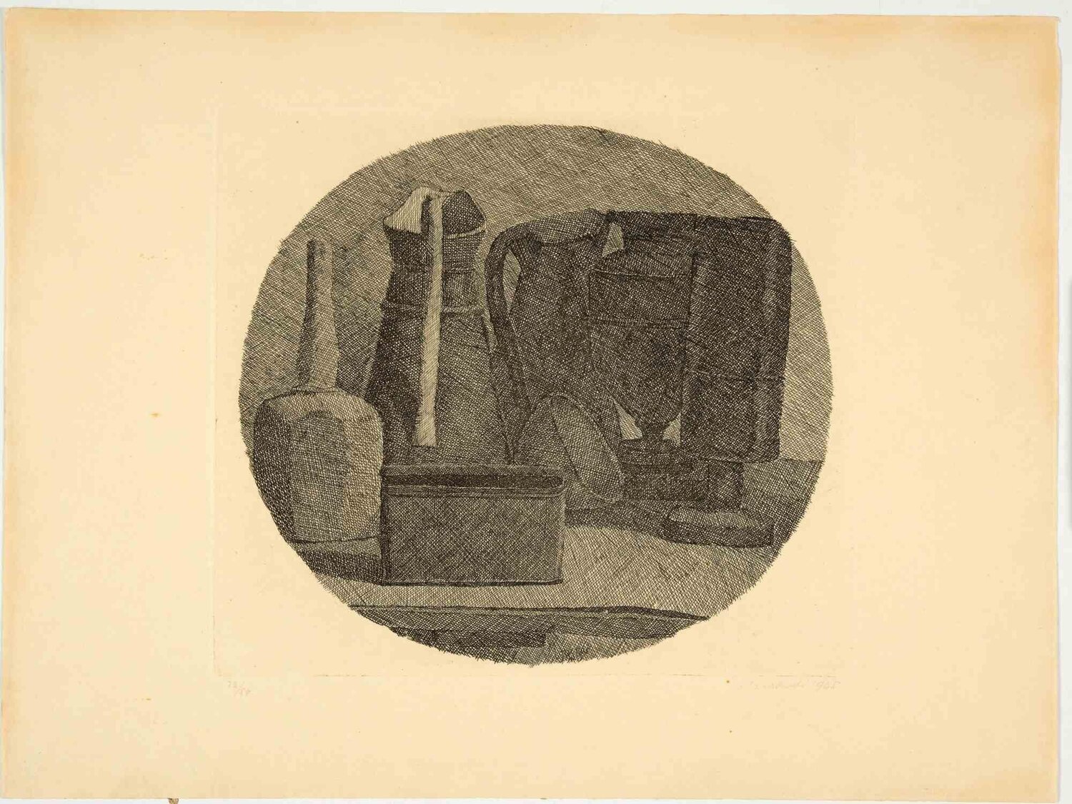 Natura Morta con Sette Oggetti in un Tondo by Giorgio Morandi (1945) : Print Relief Printing ...