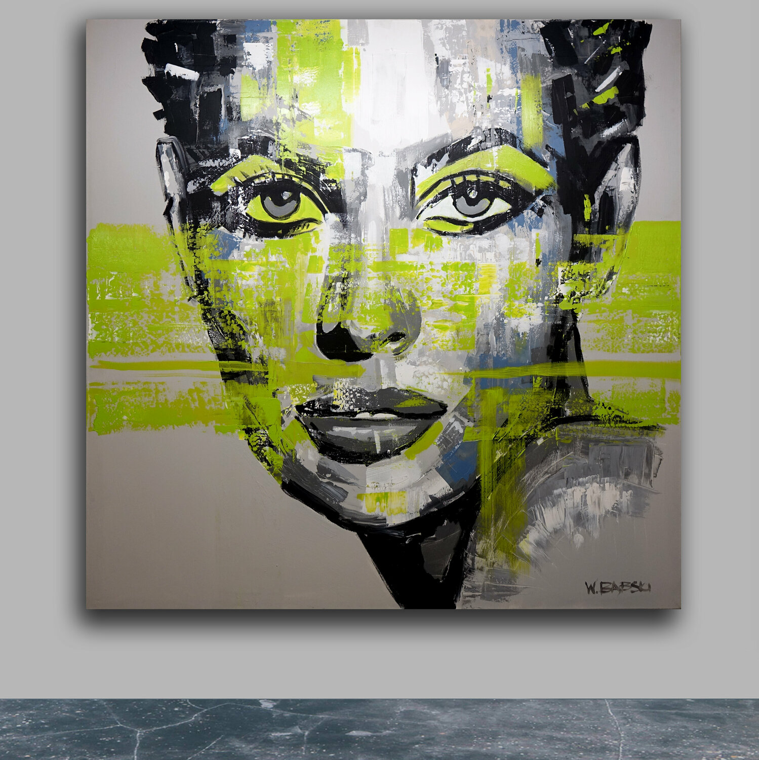 Green Face by Wojtek Babski (2020) : Painting Acrylic on Canvas - SINGULART