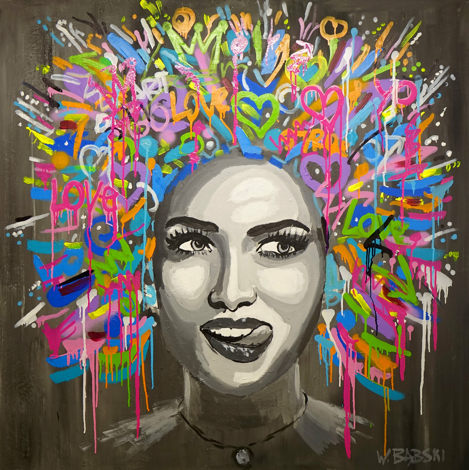 Graffiti Face by Wojtek Babski (2021) : Painting Acrylic, Spray Paint ...