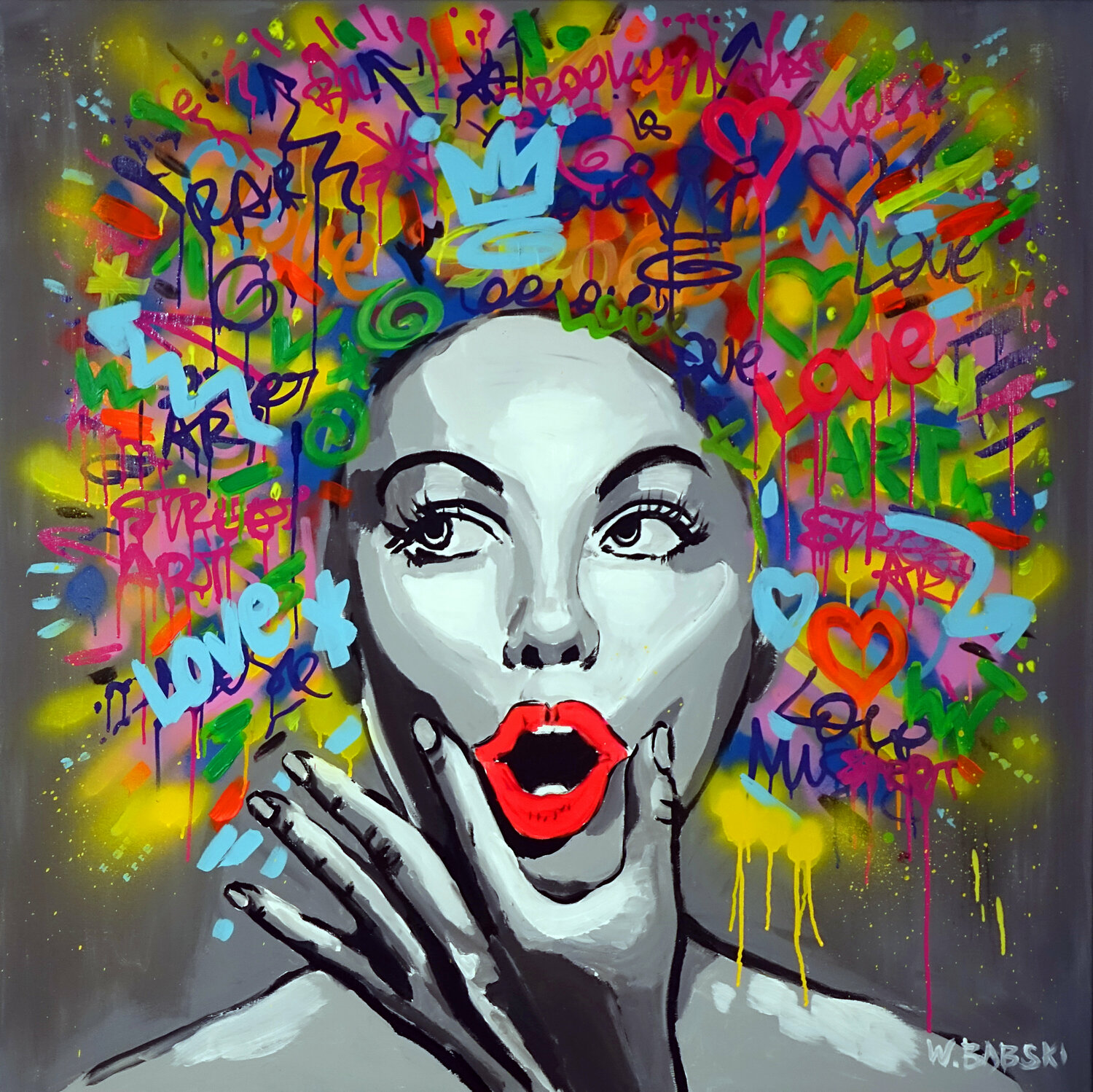 Graffiti Face 2 by Wojtek Babski (2021) : Painting Acrylic, Ink on ...