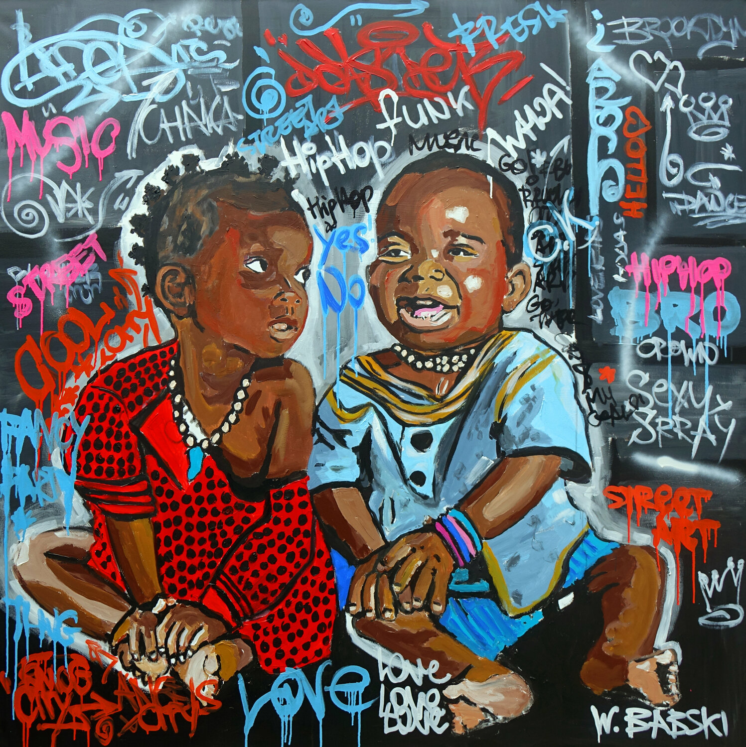 KIDS 1 by Wojtek Babski (2021) : Painting Acrylic, Spray Paint on ...
