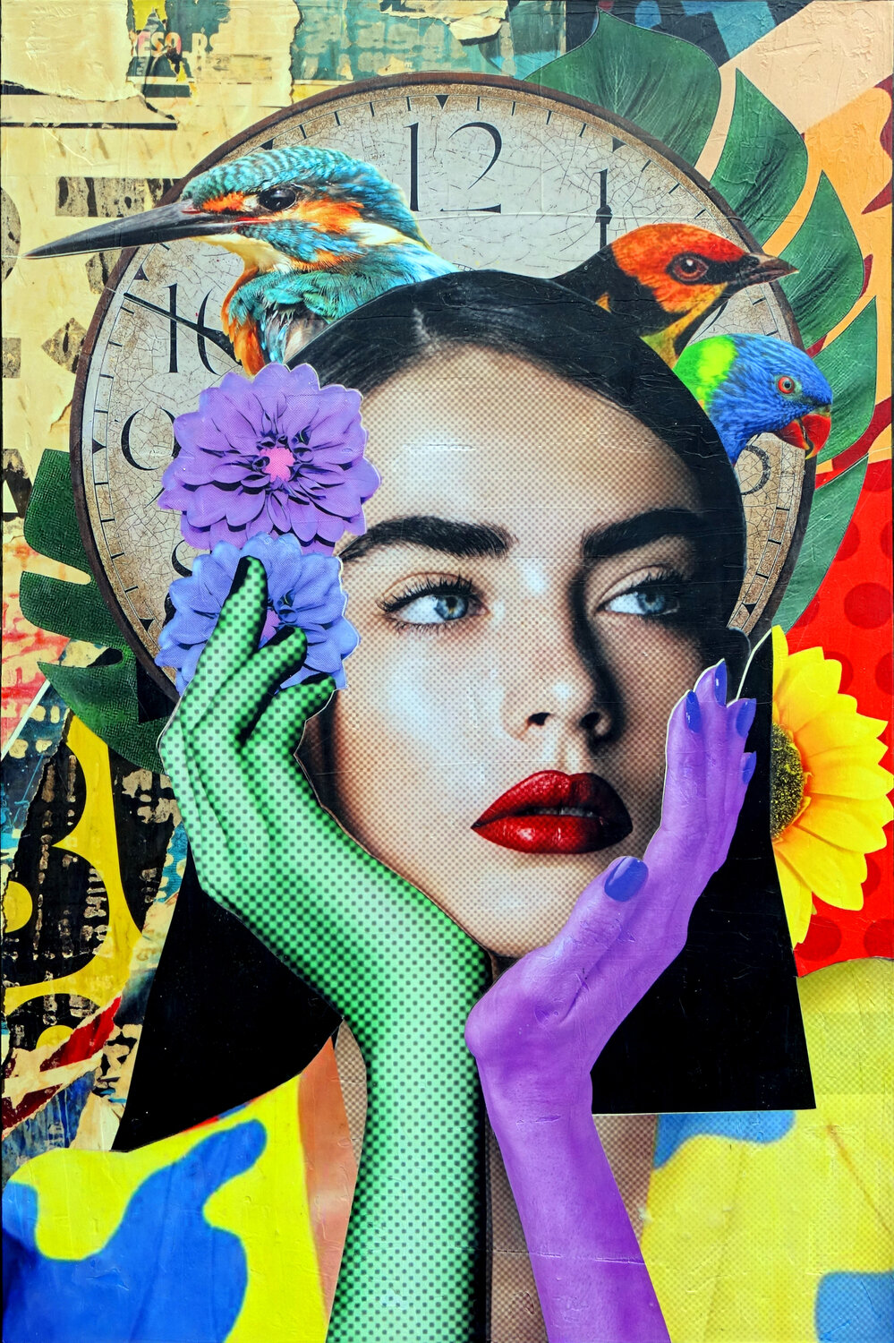 The Look von Wojtek Babski (2022): Malerei Collage auf Leinwand - Singulart