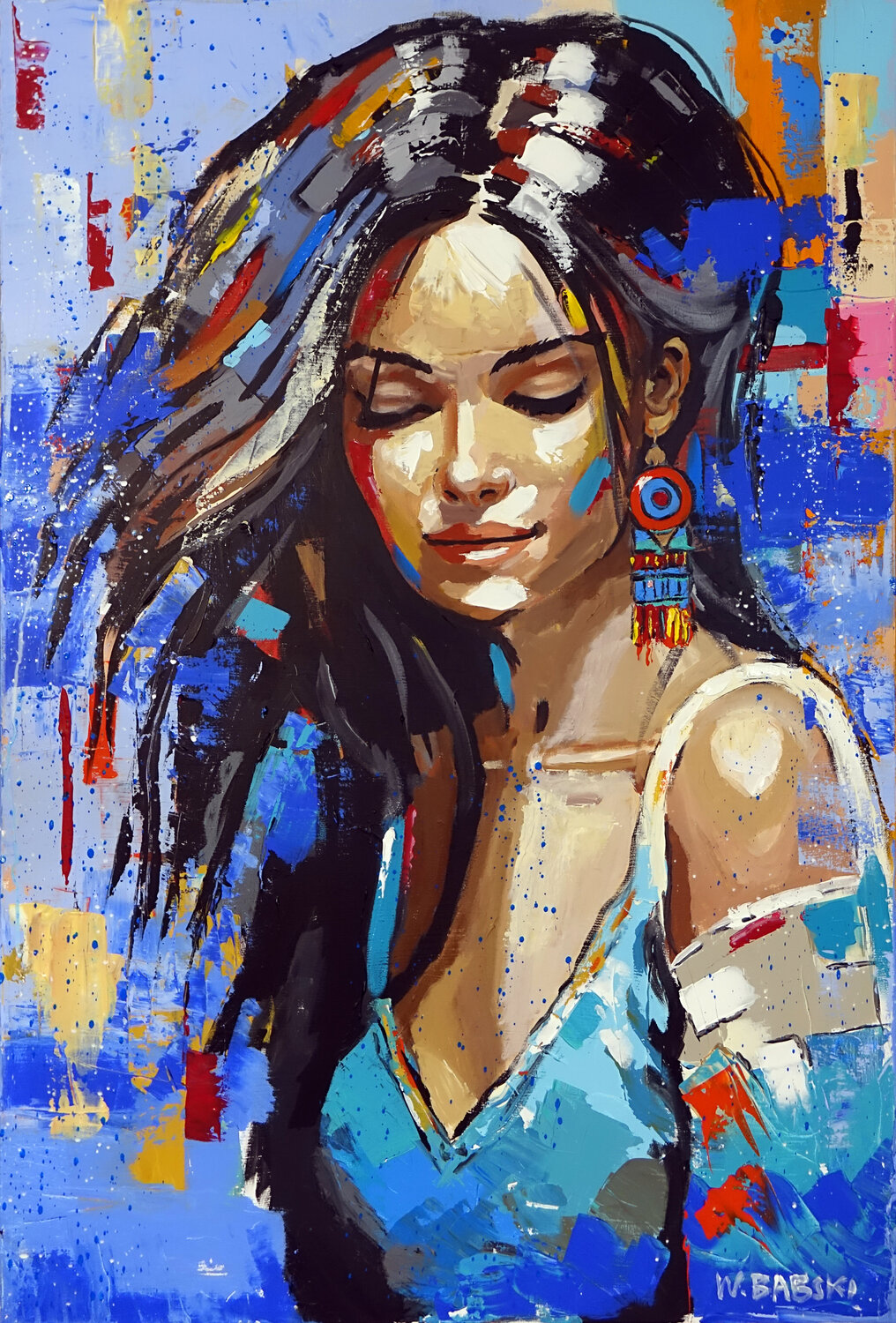 Girl with an Earing by Wojtek Babski (2024) : Painting Acrylic on ...