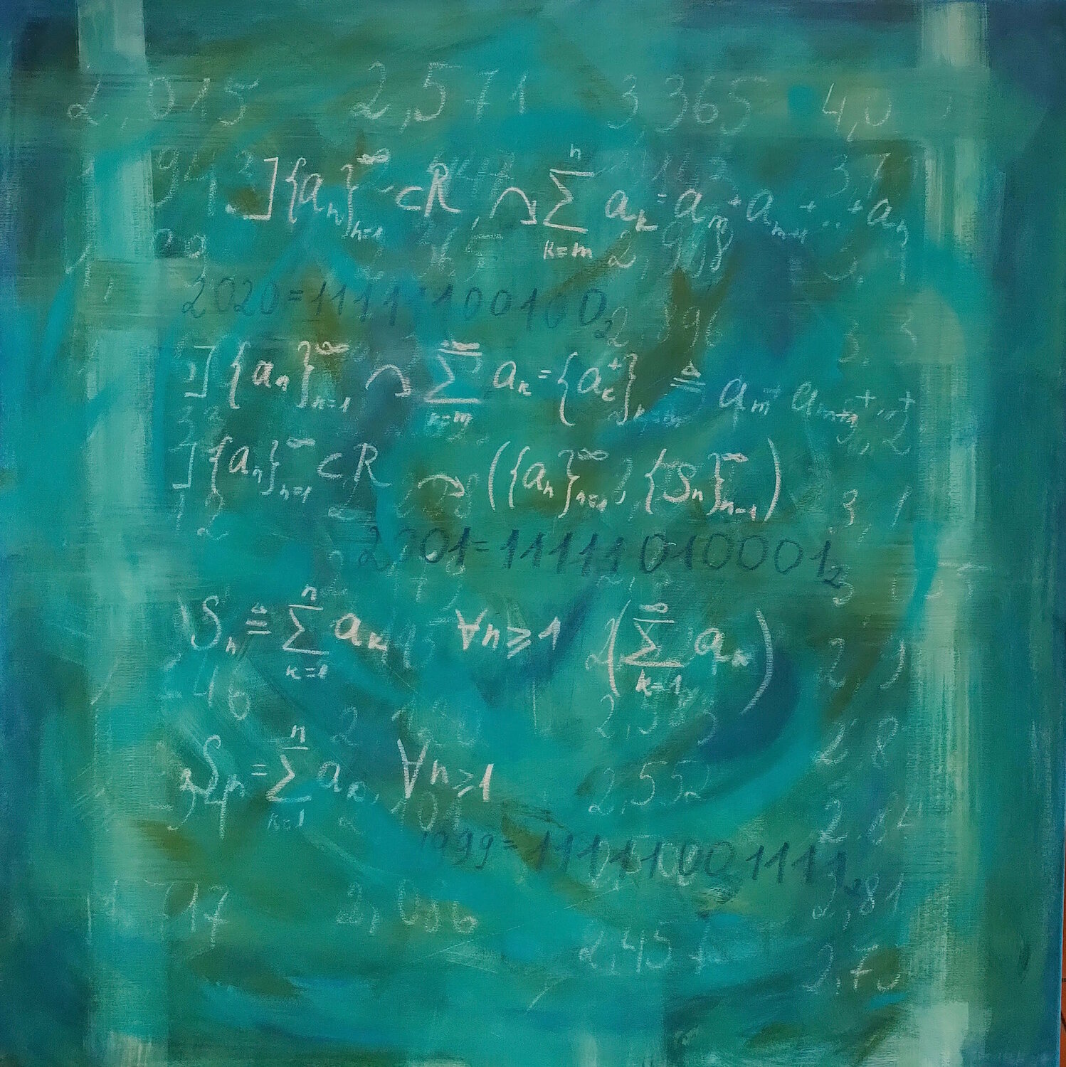 Teal Schoolboard with math equations Science Art collection by ...