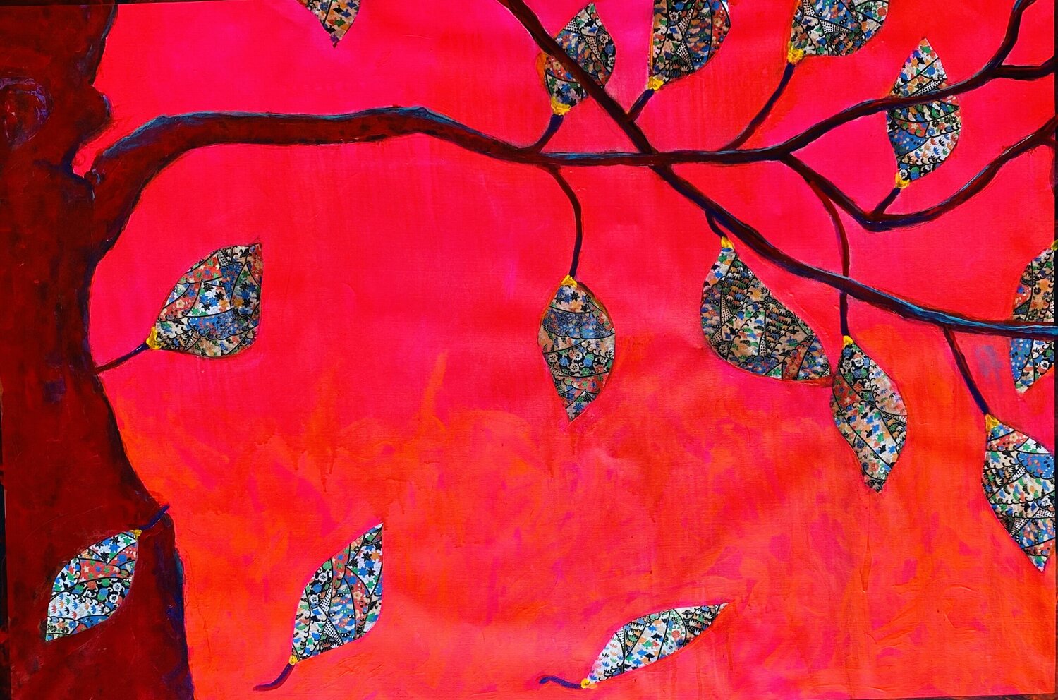 Red Tree by Charlie Patton (2020) : Painting Acrylic, Collage on Canvas ...