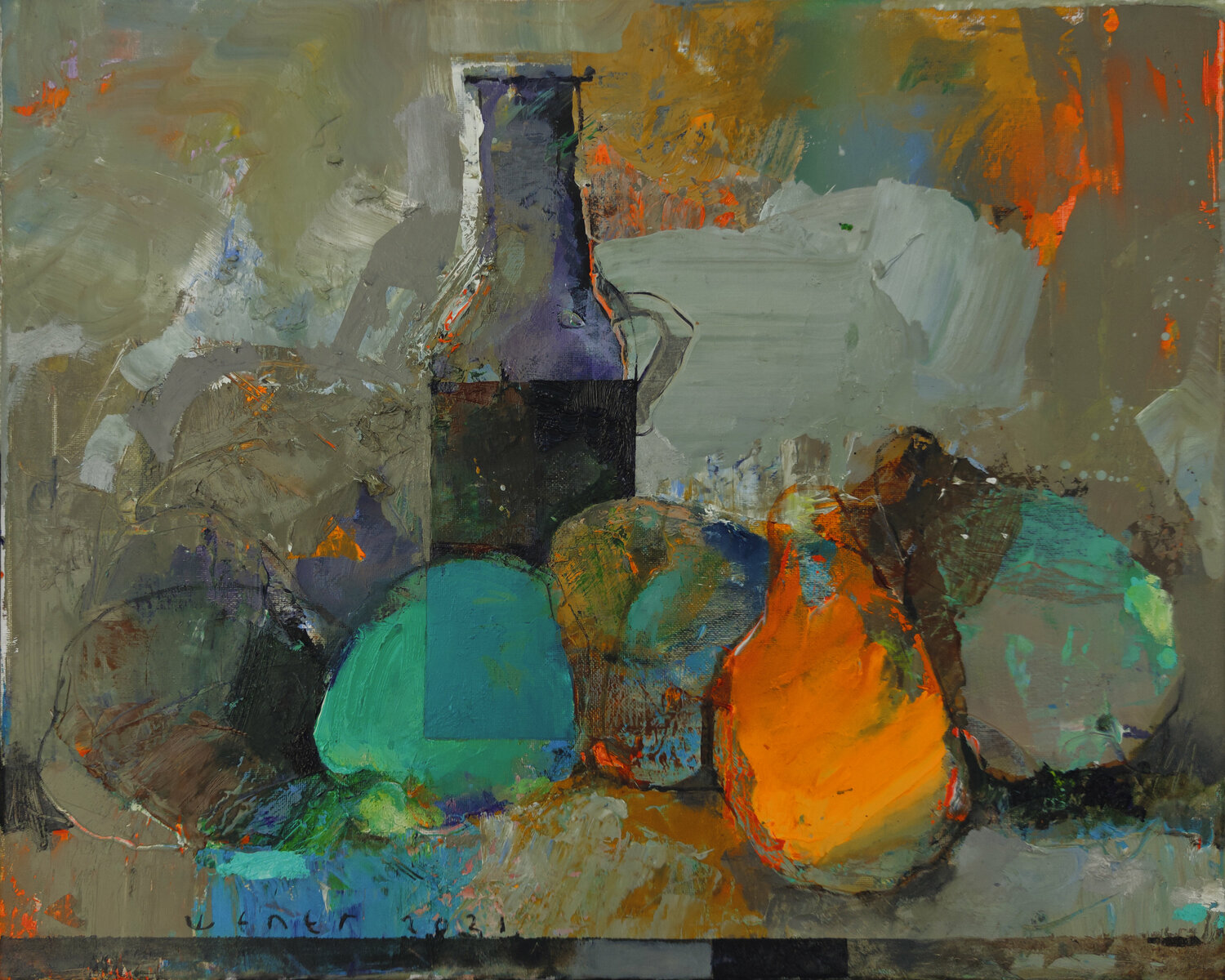 Green quince and pears by Viktor Sheleg (2021) : Painting Oil on Canvas ...