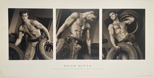Herb Ritts Three photos of Fred with Tire, #'s V111, 11, and 1V, Very ...