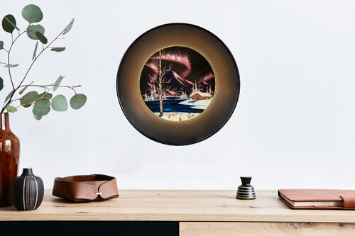 Bob Ross Original Painting on Signed Velvet inside Gold Pan by Bob Ross ...
