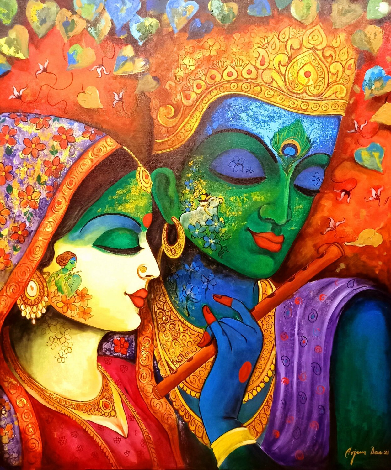 Abstract Radha Krishna Oil Paintings