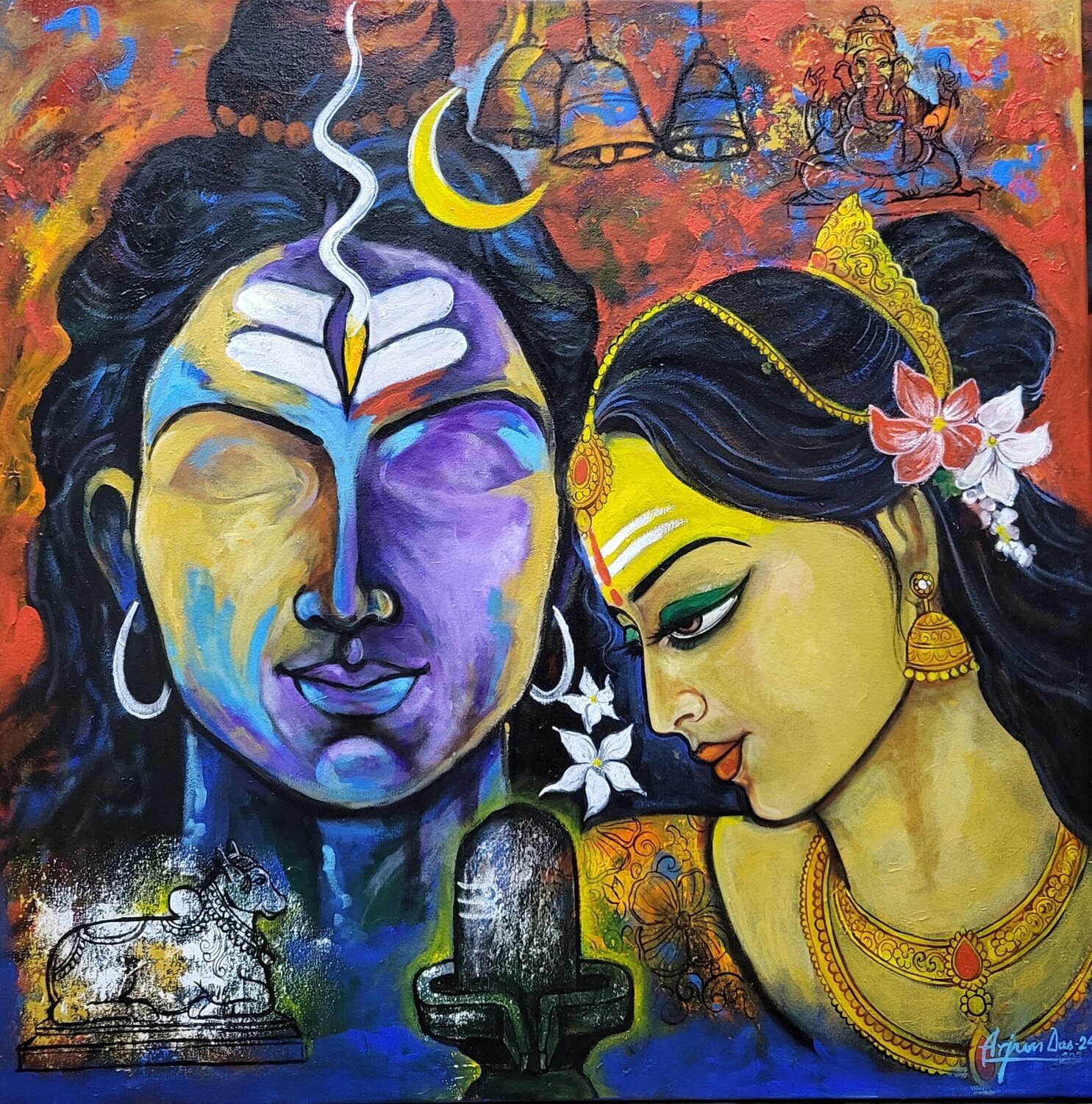 Shiv parvati by Arjun Das (2024) : Painting Acrylic on Canvas - Singulart